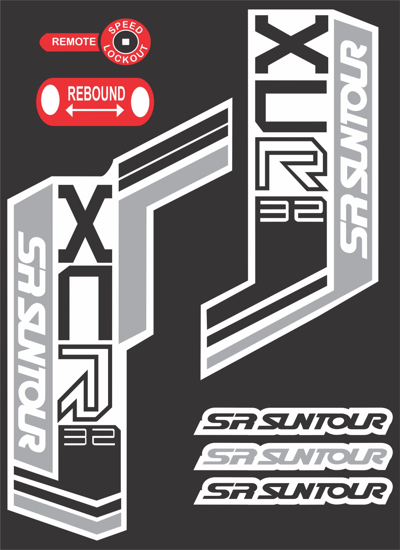 SR Suntour xcr ( bike fork decals / fork sticker with gloss laminate ...