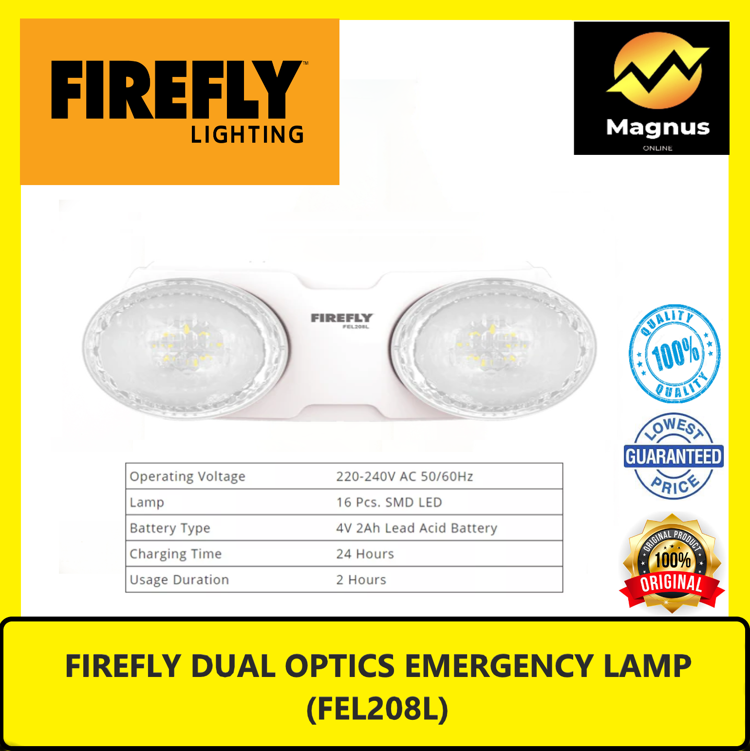 Firefly Dual Optics Emergency Lamp (FEL208L) | Lazada PH