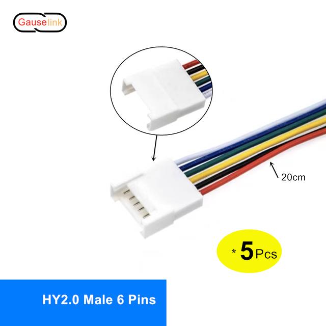 HY2.0 Connector with 20cm 26AWG Cable Wire Butt Connection 2 3 4 5 6 7 8 Pin 2.0mm Pitch Male ...