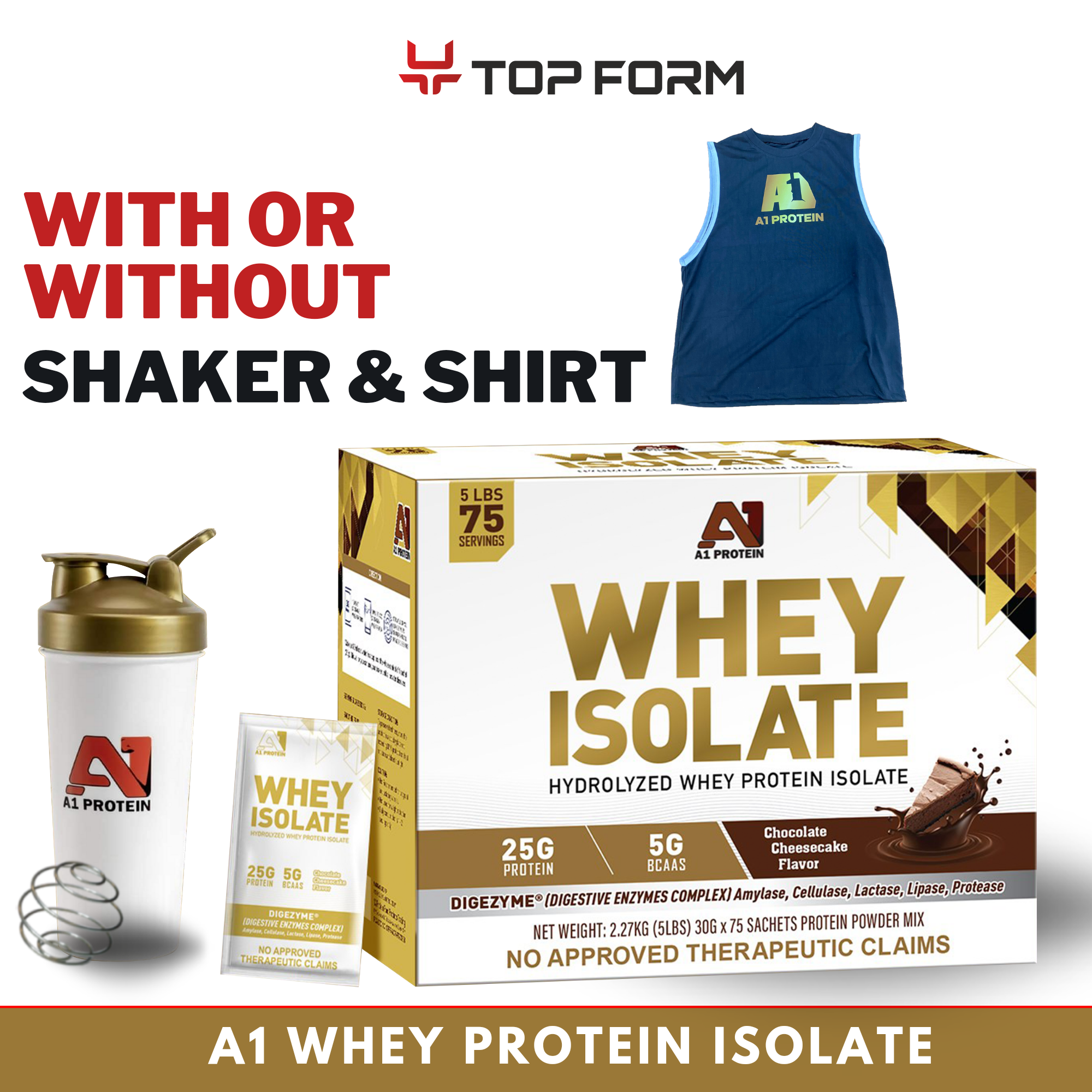 A1 Hydroyzed Whey Protein Isolate 5lbs (75 x 30g Sachets) (2250g ...