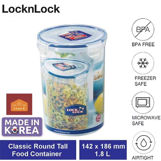 [LocknLock Original] Classic Airtight Round Storage Container 1.8 ...