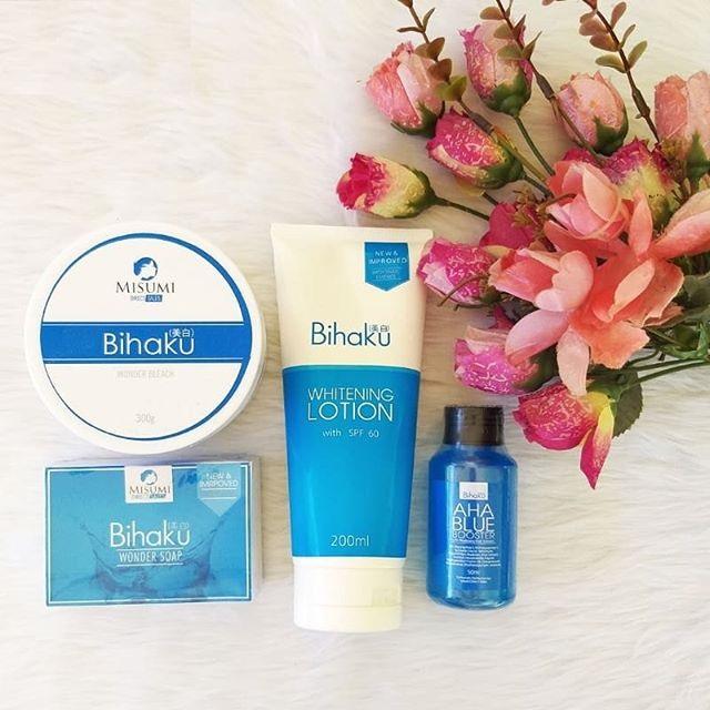 Misumi Bihaku Whitening Set (Bleach, Lotion, Soap, AHA Blue Booster ...