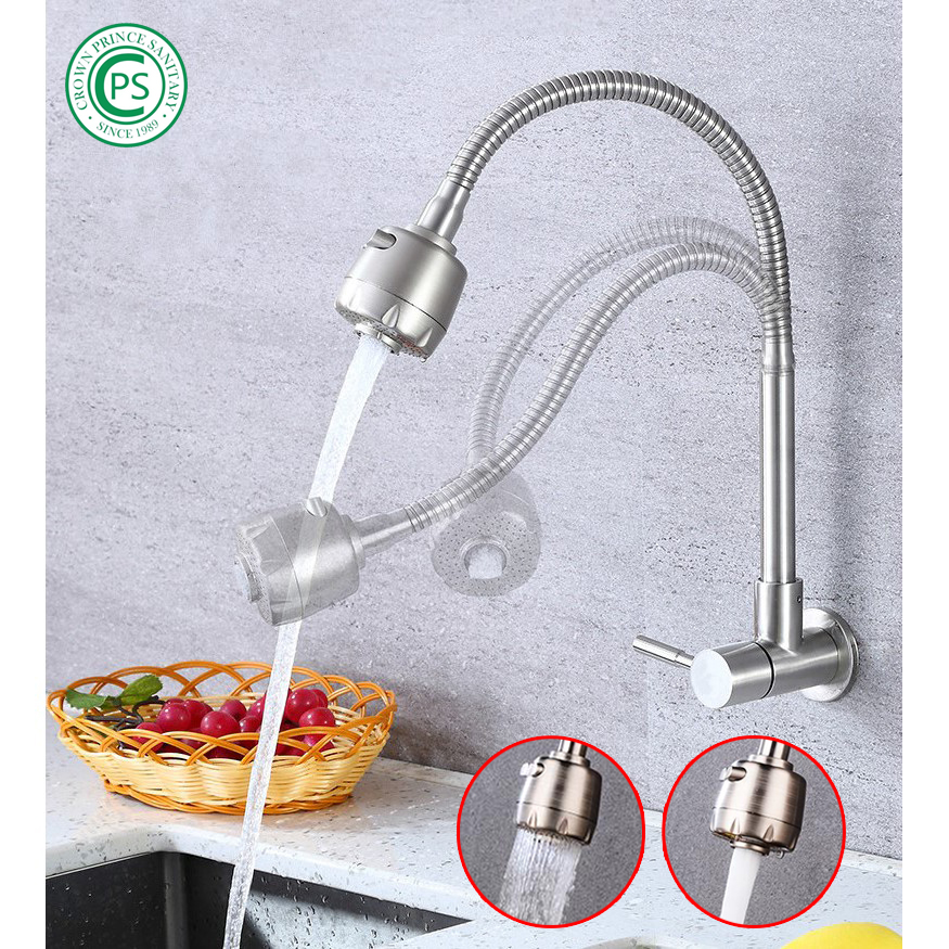 CPS SUS304 Stainless Steel Flexible Wall Mounted Kitchen Faucet Water ...