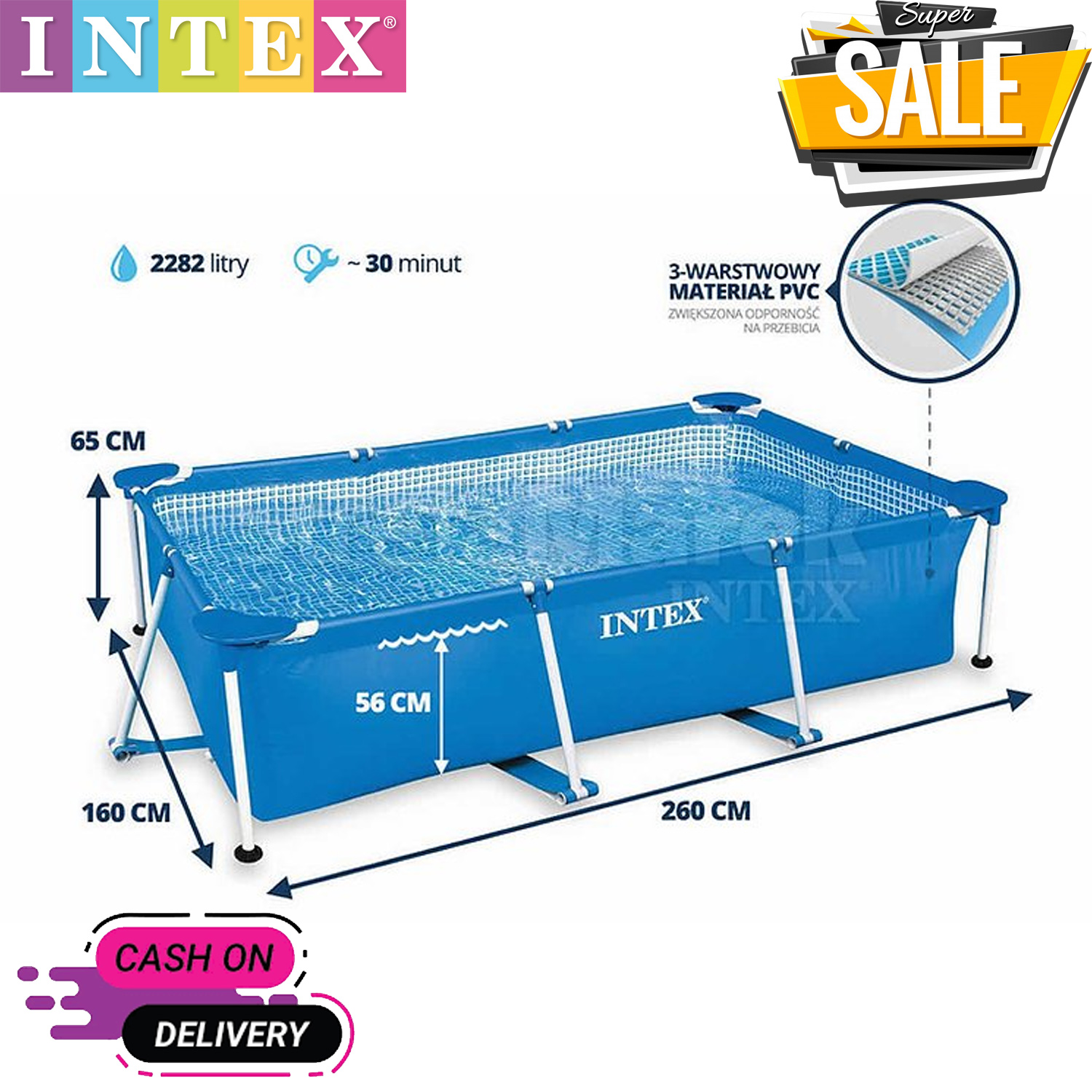 Intex 28270 28271 28272 Rectangular Frame Pool Steel Pro 2 2m 2 6m 3m