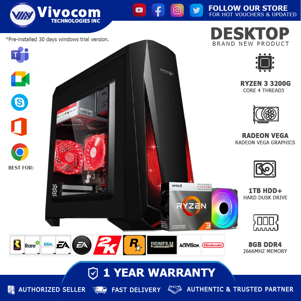 AMD RYZEN 3 3200G CORE 4 THREAD5 PROCESSOR | Vega 8 Graphics | GA-A320M ...