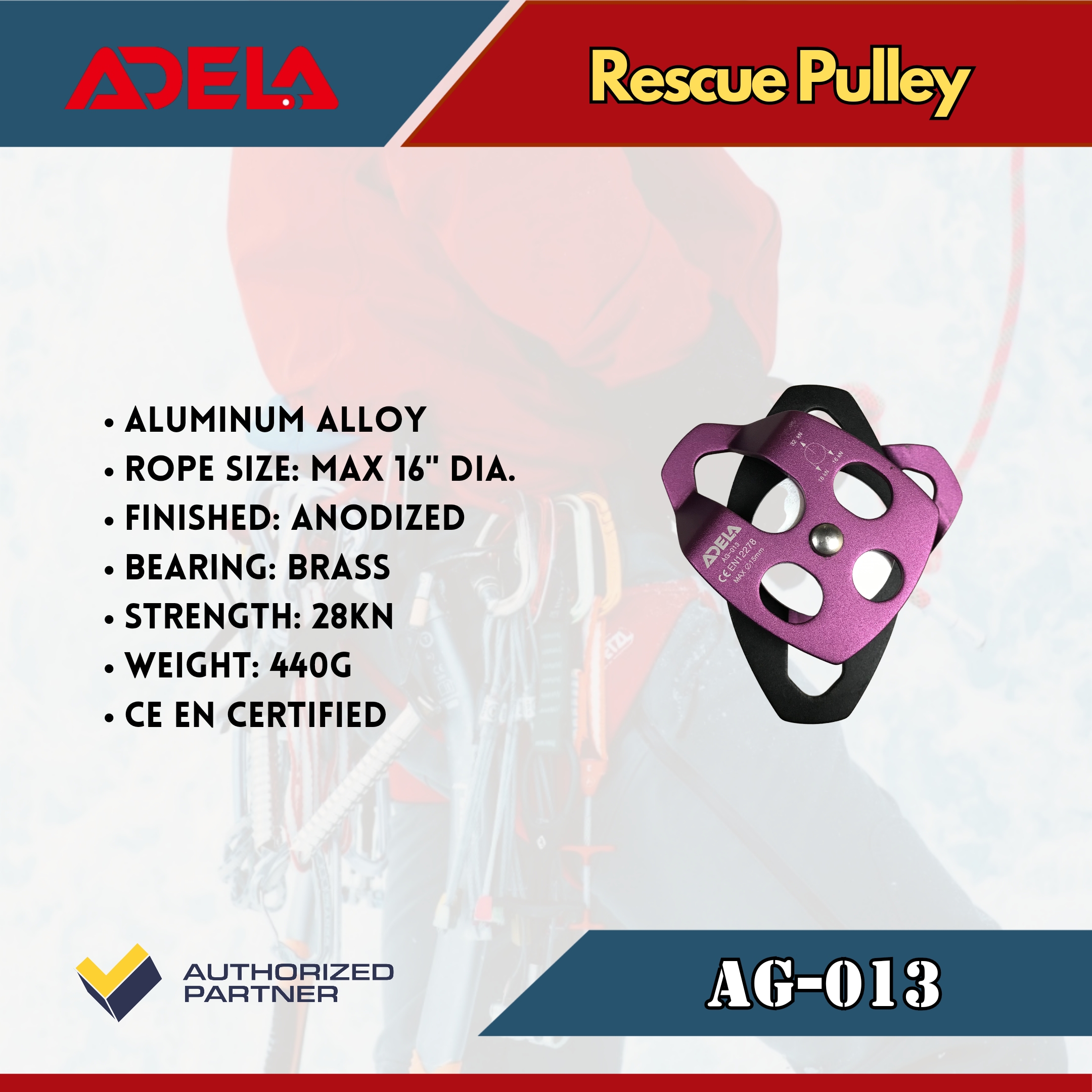 Adela Rescue Double Sheave Pulley AG-013 Rescue Rope Pulley for Safety ...