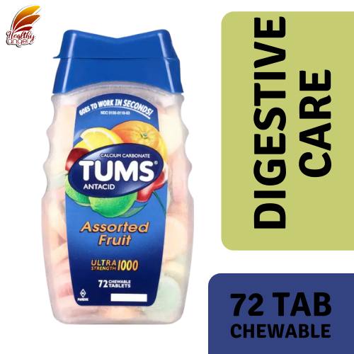 TUMS Antacid, Calcium Carbonate Assorted Fruit Ultra Strength 1000, 72 ...