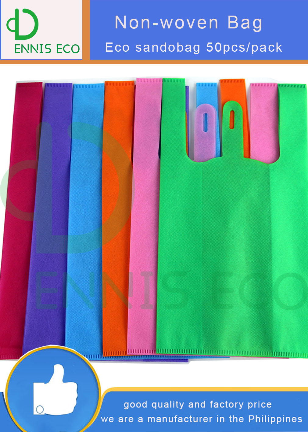 50 pcs/per order (XS) Sando Eco Bag Plain reusable tote bag Non-woven ...