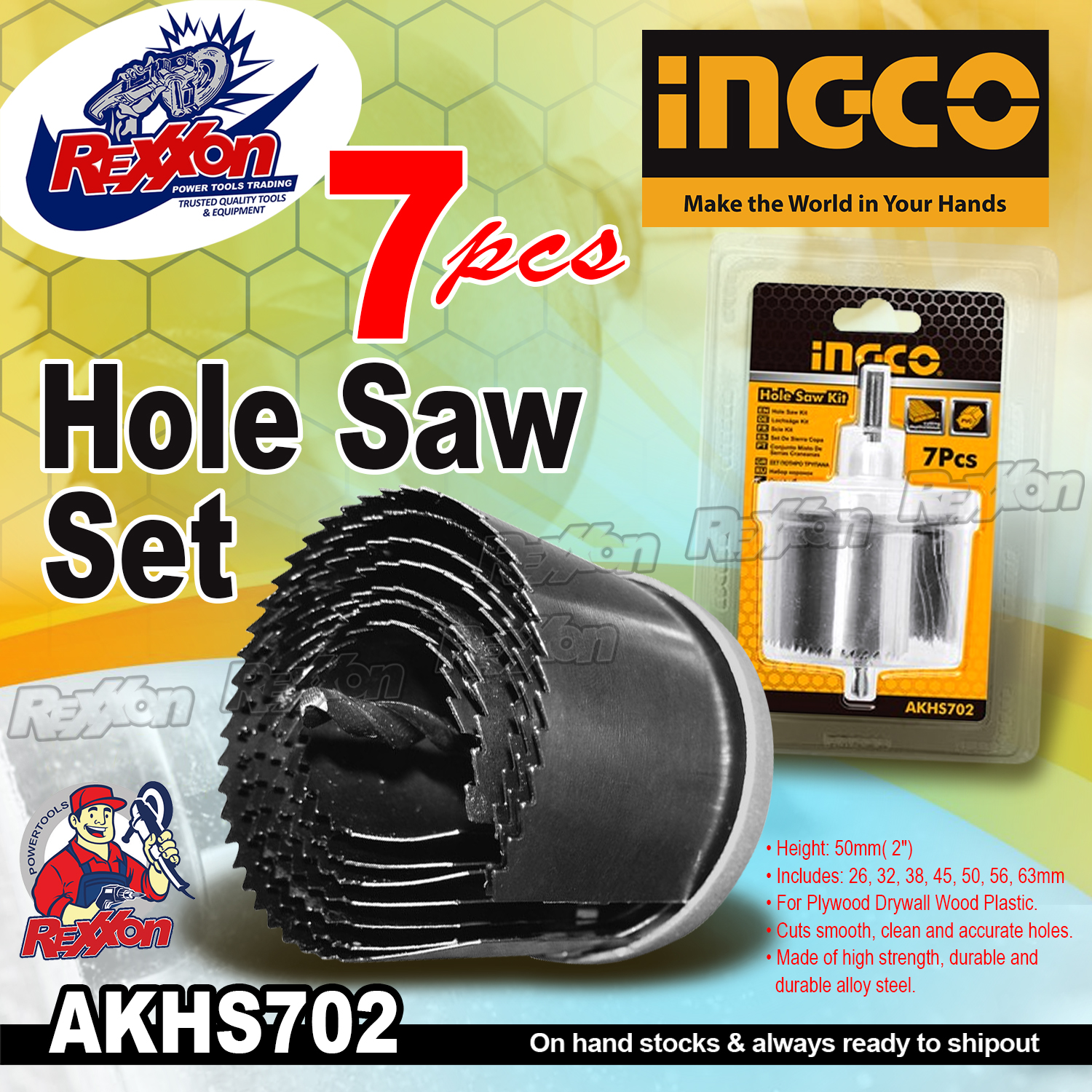 INGCO 7pcs Hole Saw Set AKHS702 Rexxon Power Tools Trading | Lazada PH