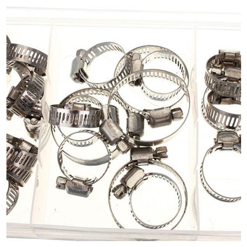 34pcs Assorted Stainless Steel Hose Clamp+Driver Jubilee Clip Style Set ...