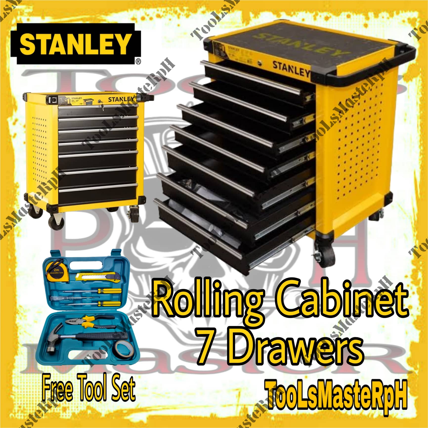 STANLEY Roller Cabinet 7 Drawer Metal w/ FREE toolset | Lazada PH
