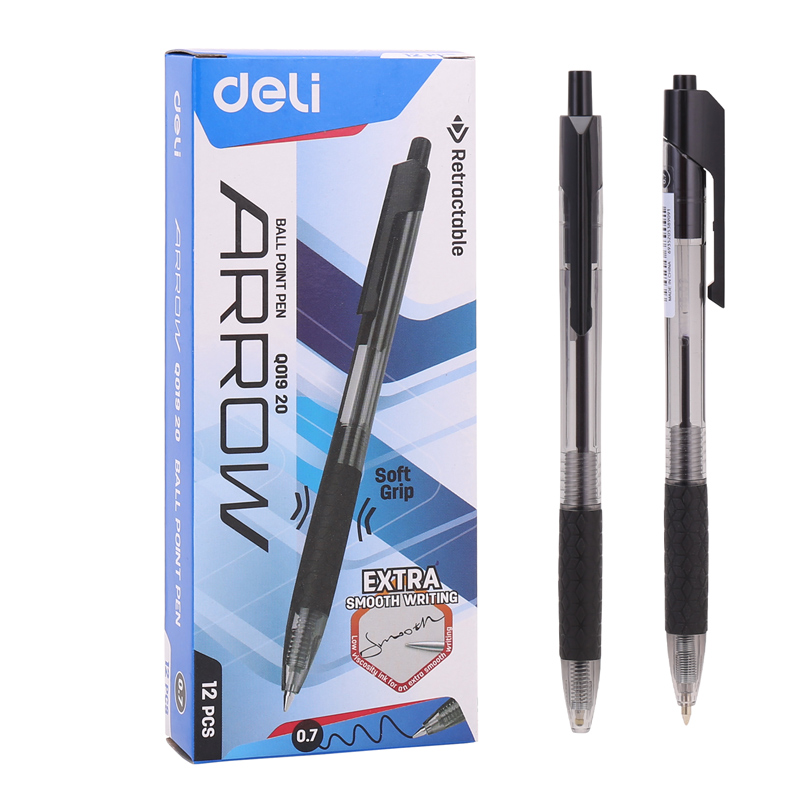 Deli 12Pcs 0.7mm Ballpen Set For School Arrow Ballpoint Pen EQ01920-BK ...