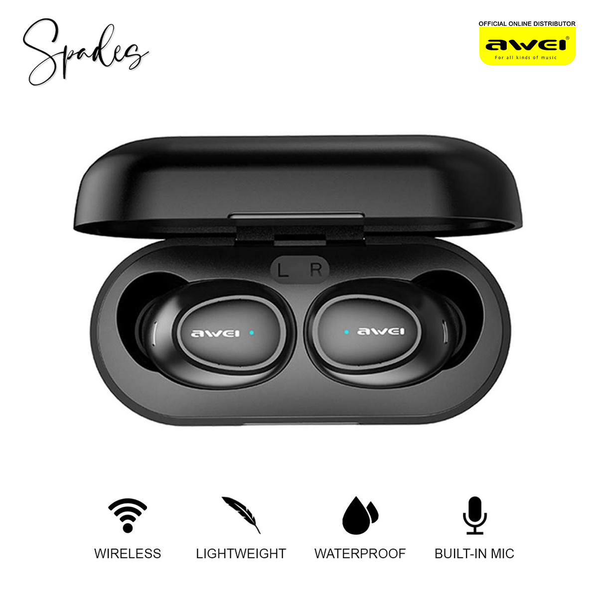 Awei T6 True Wireless Sports Earbuds with Charging Case (Black) | Lazada PH