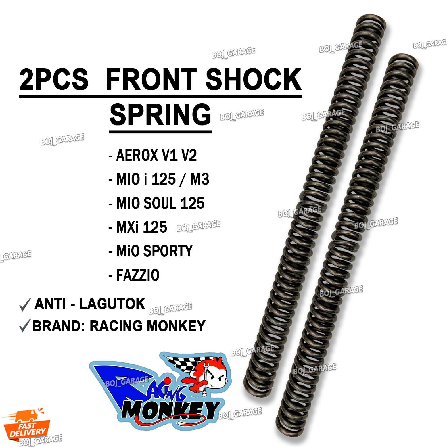 FRONT SHOCK SPRING RACING M0NKEY 2pcs SET AEROX 155 V1 V2 M3 MIO i 125 ...