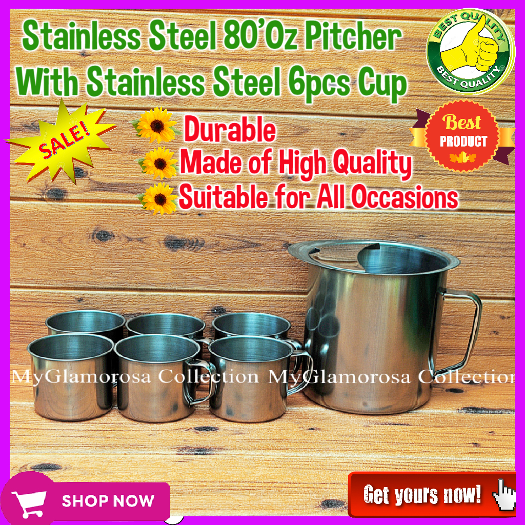 MyGlamorosa Collection Stainless Pitcher with Stainless Cup/Stainless ...