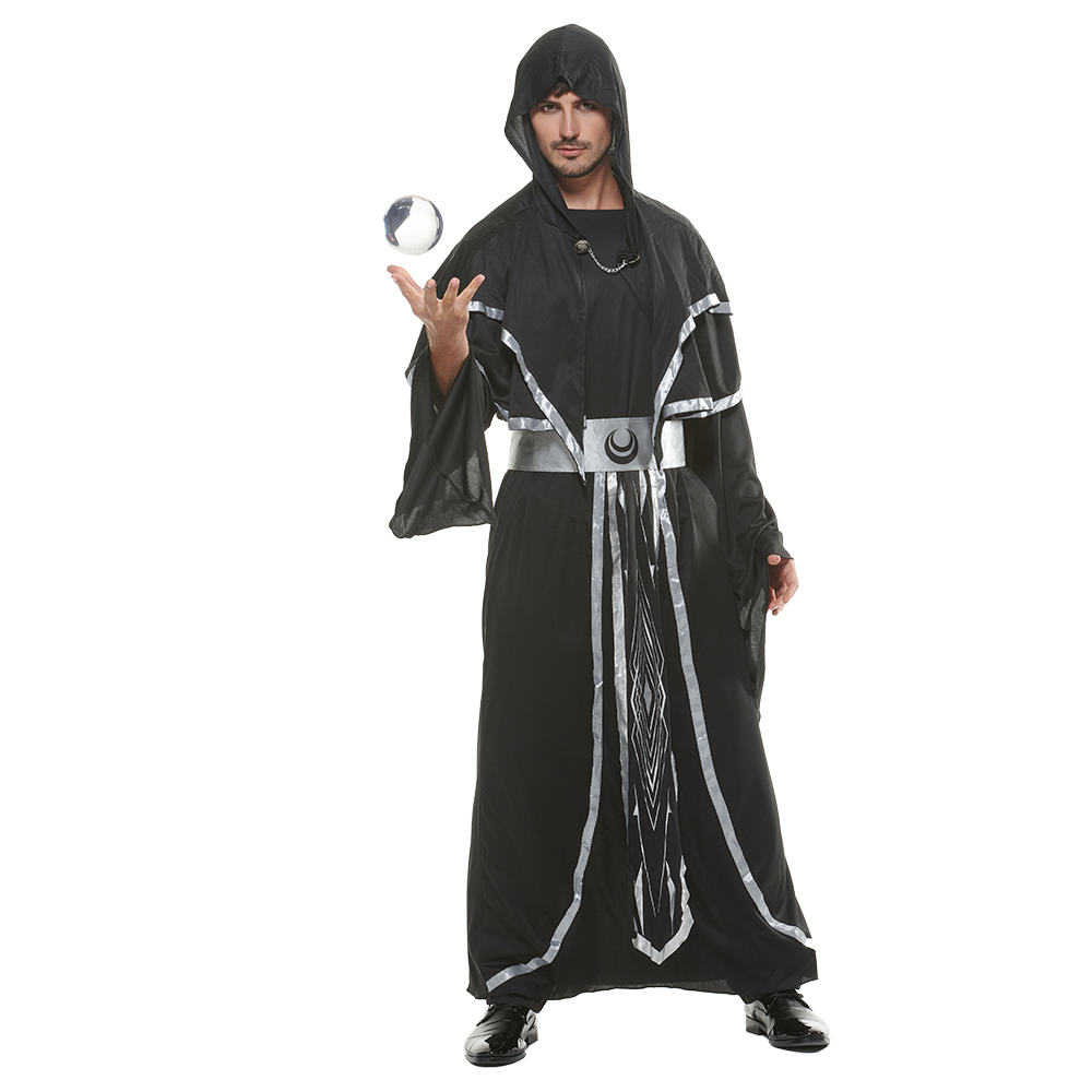 Mystical Dark Sorcerer Medieval Warlock Halloween Adult Costume Men's ...