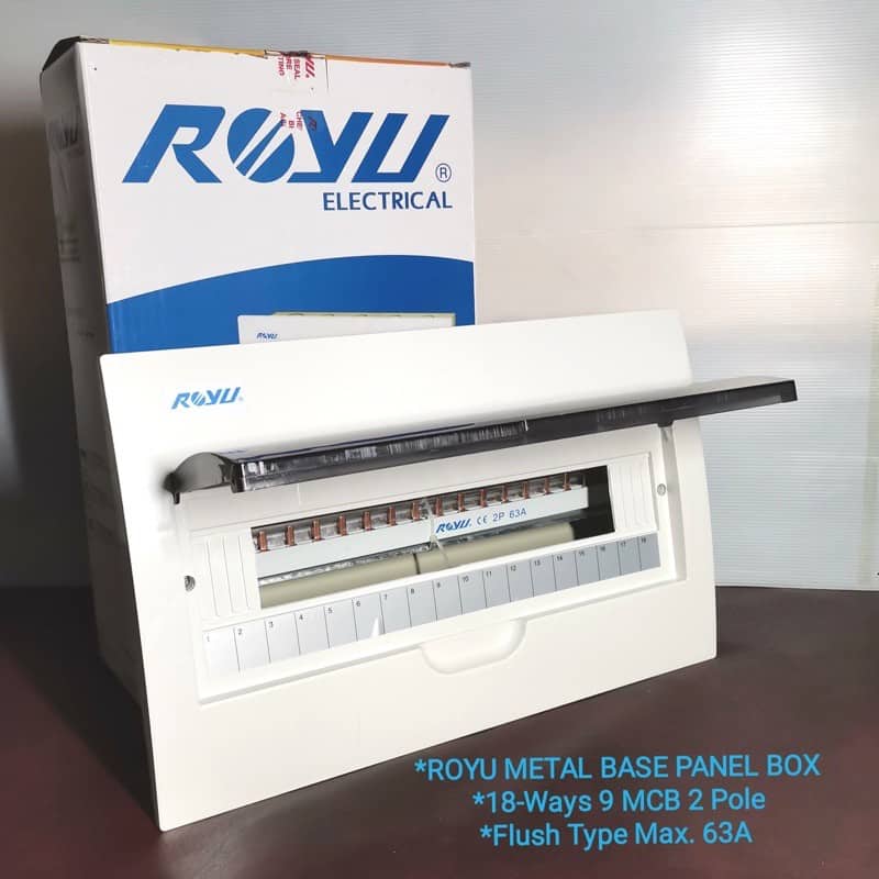 Royu 18 Way / 18 Pole MCB Distrubution Panel Box Metal Base Flush Type ...