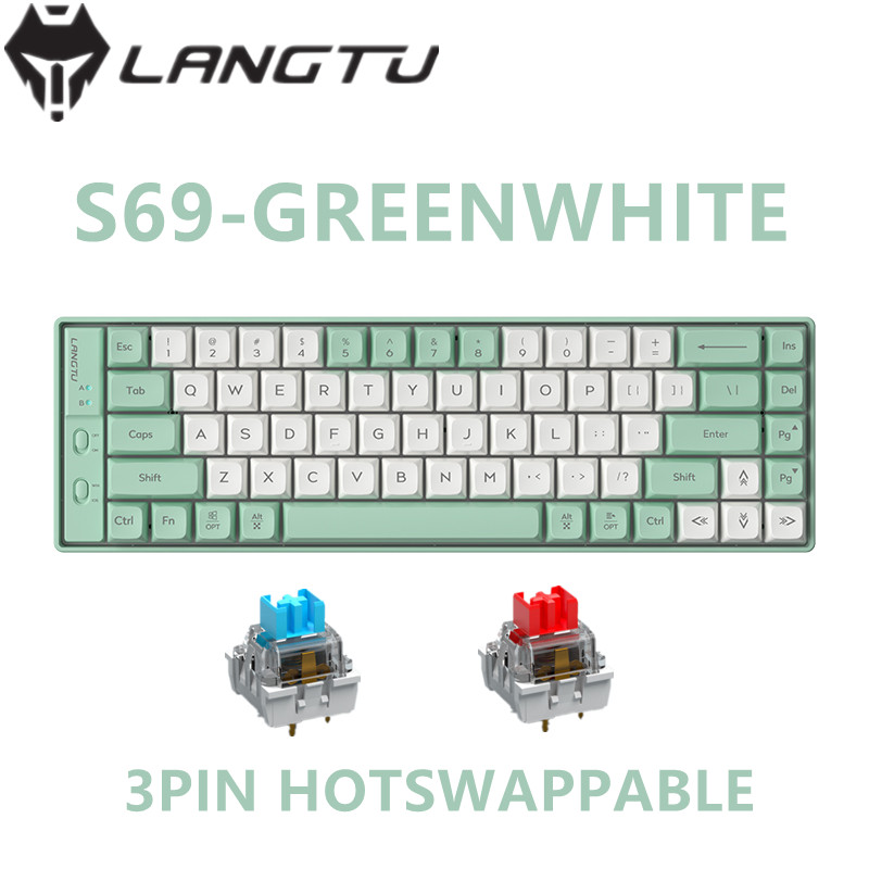 LANGTU S69 Hotswappable White Color Backlit Blue Switch Red Switch ...