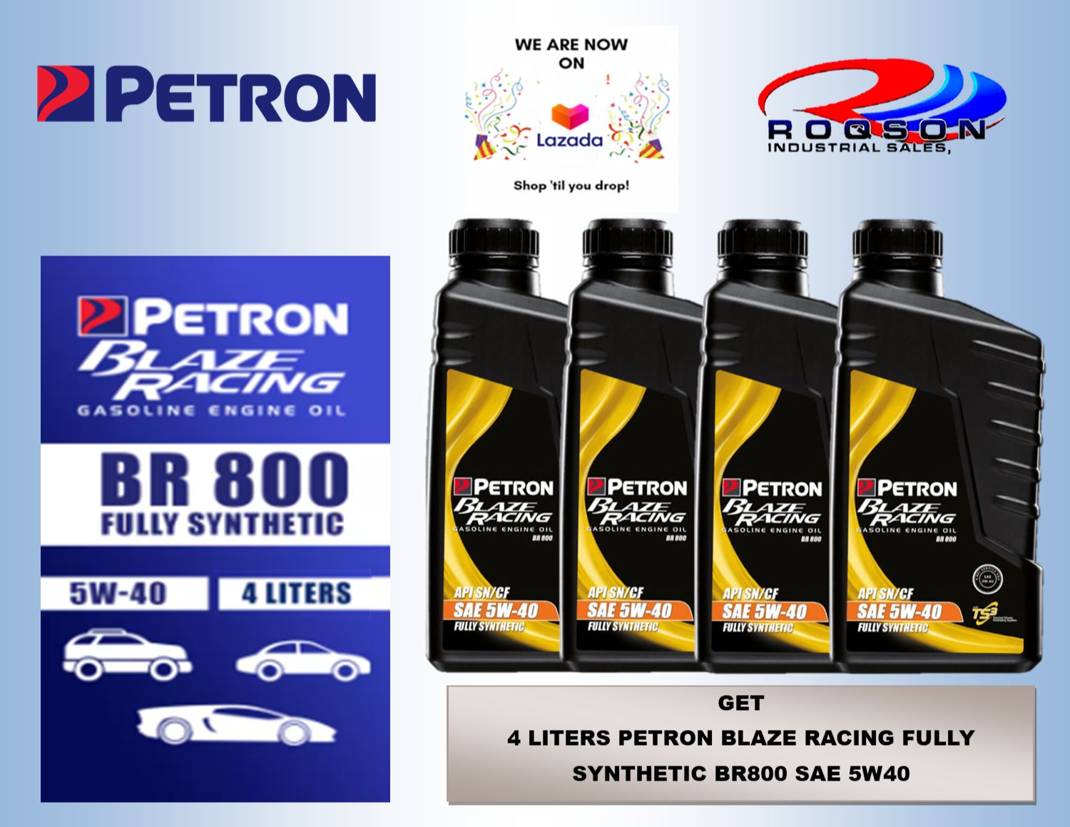 PETRON BLAZE RACING BR800 FULLY SYNTHETIC GASOLINE ENGINE OIL SAE 5W-40 ...