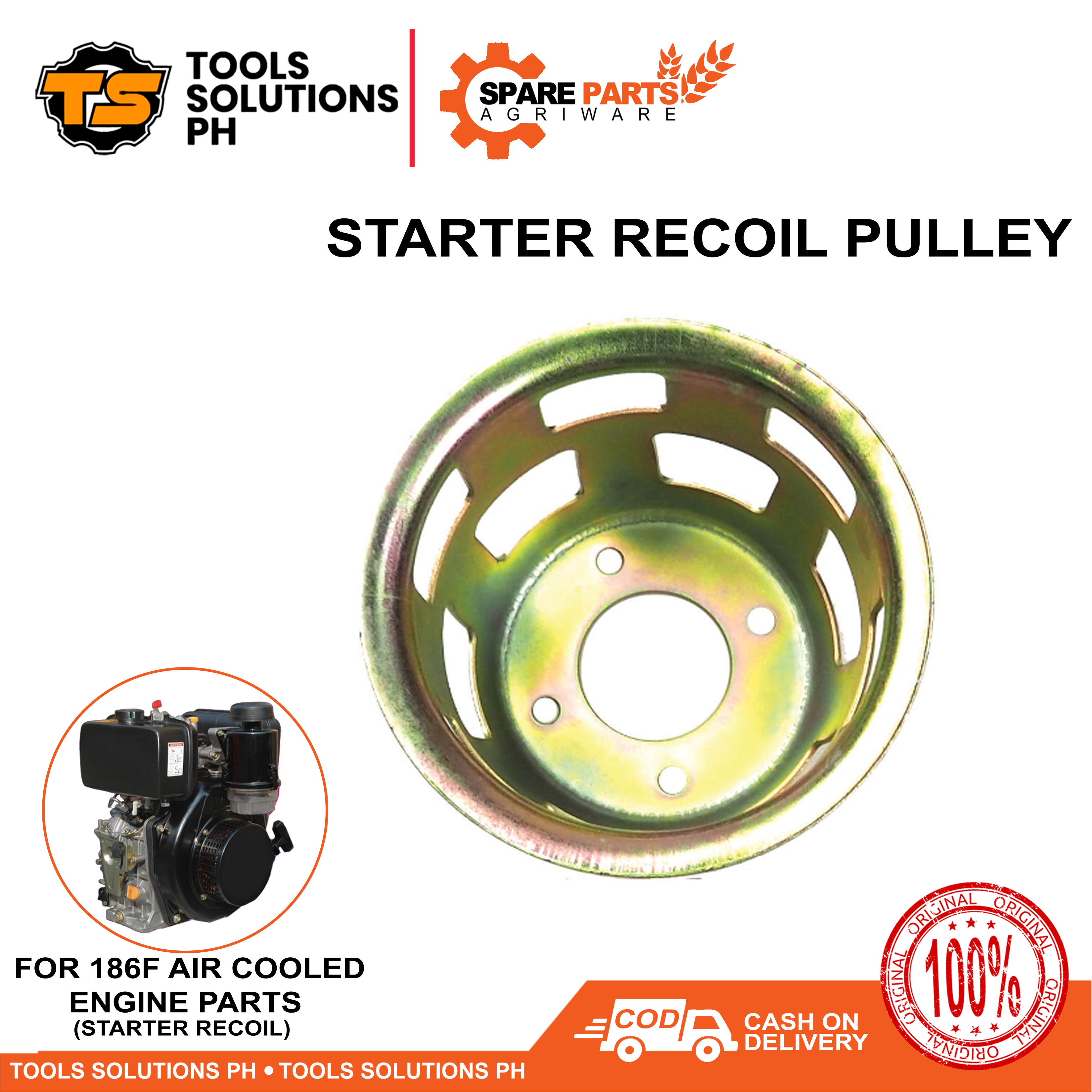 Starter Recoil Pulley 186F, 186FA, 192F (10hp, 12hp, 16hp, 18hp ...