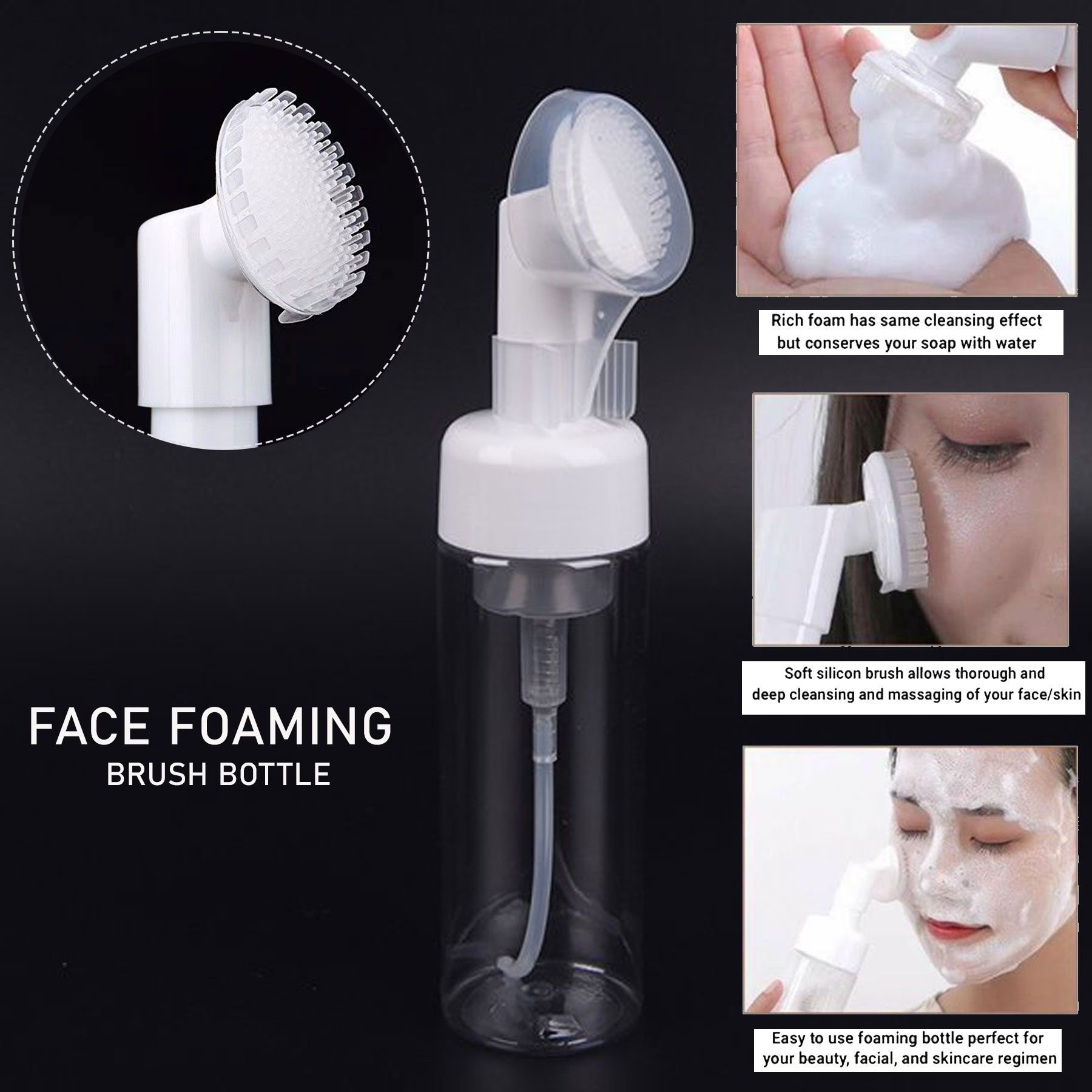 Face Foaming Brush Bottle Pump Press Face Cleansing | Lazada PH