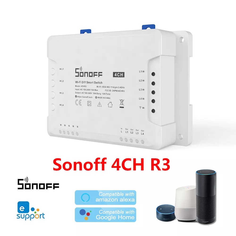 Sonoff 4CH R3 WiFi Smart Switch 4 Gangs 4 Channels Electronic Light ...