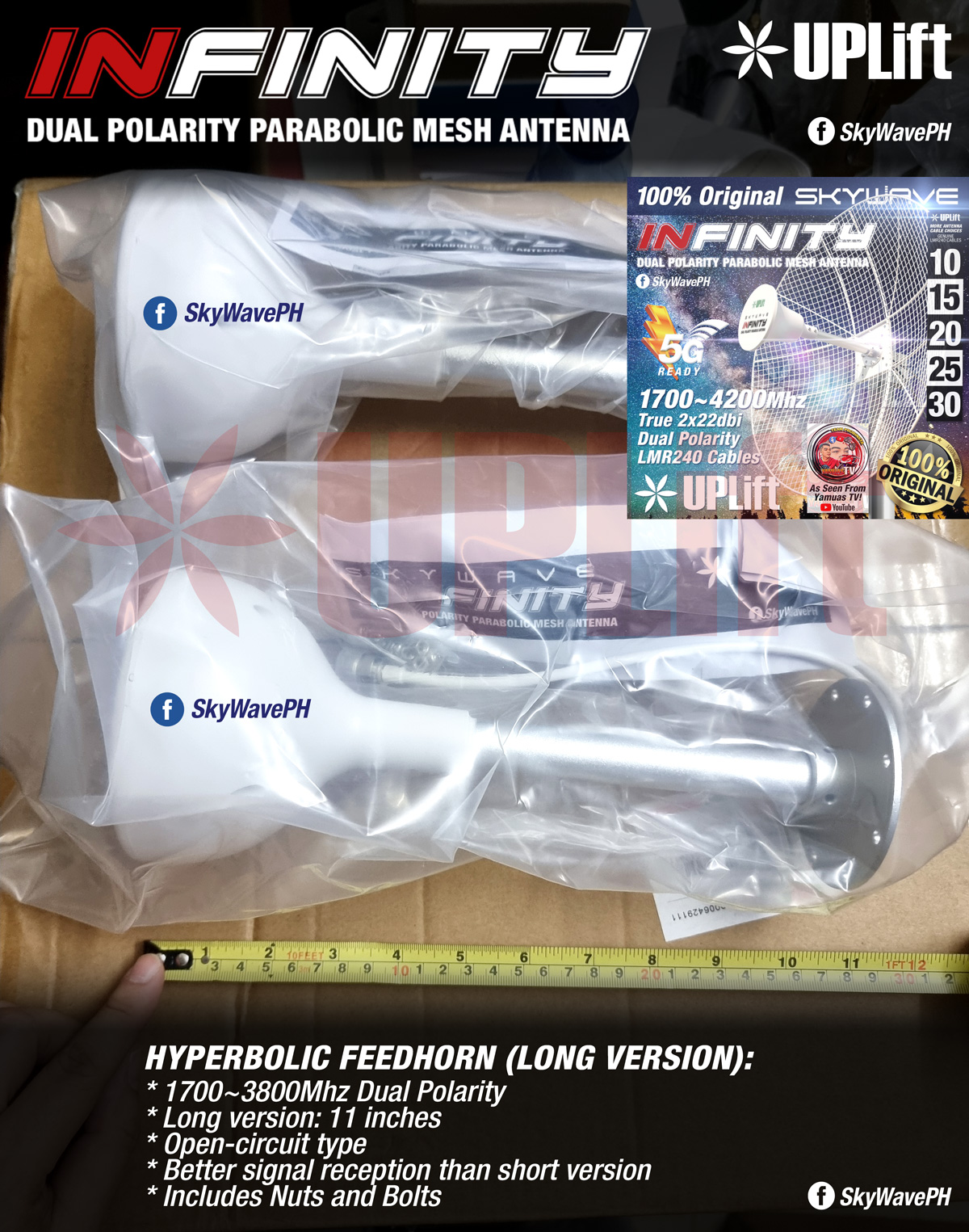 UPLift SkyWave Infinity Parabolic Mesh Dish Hyperbolic Antenna 5G-Ready ...