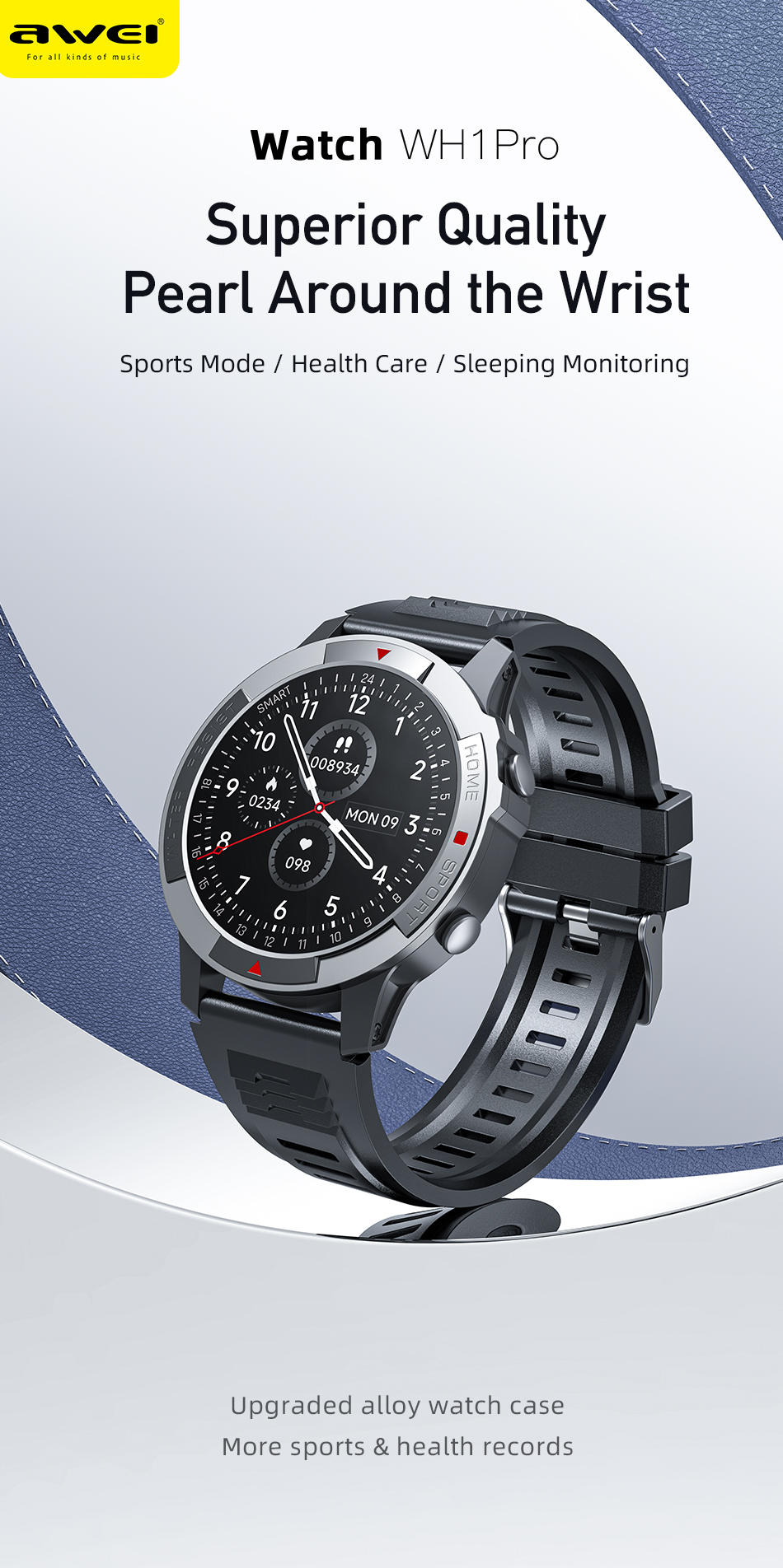 Awei WH1Pro Smart Watch for Men Women Bluetooth Calls Wristwatch Health ...