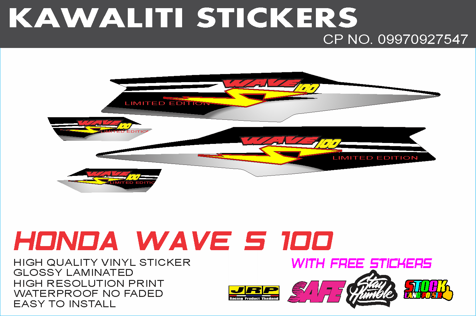 Honda Wave S Sticker Decals with free stickers | Lazada PH