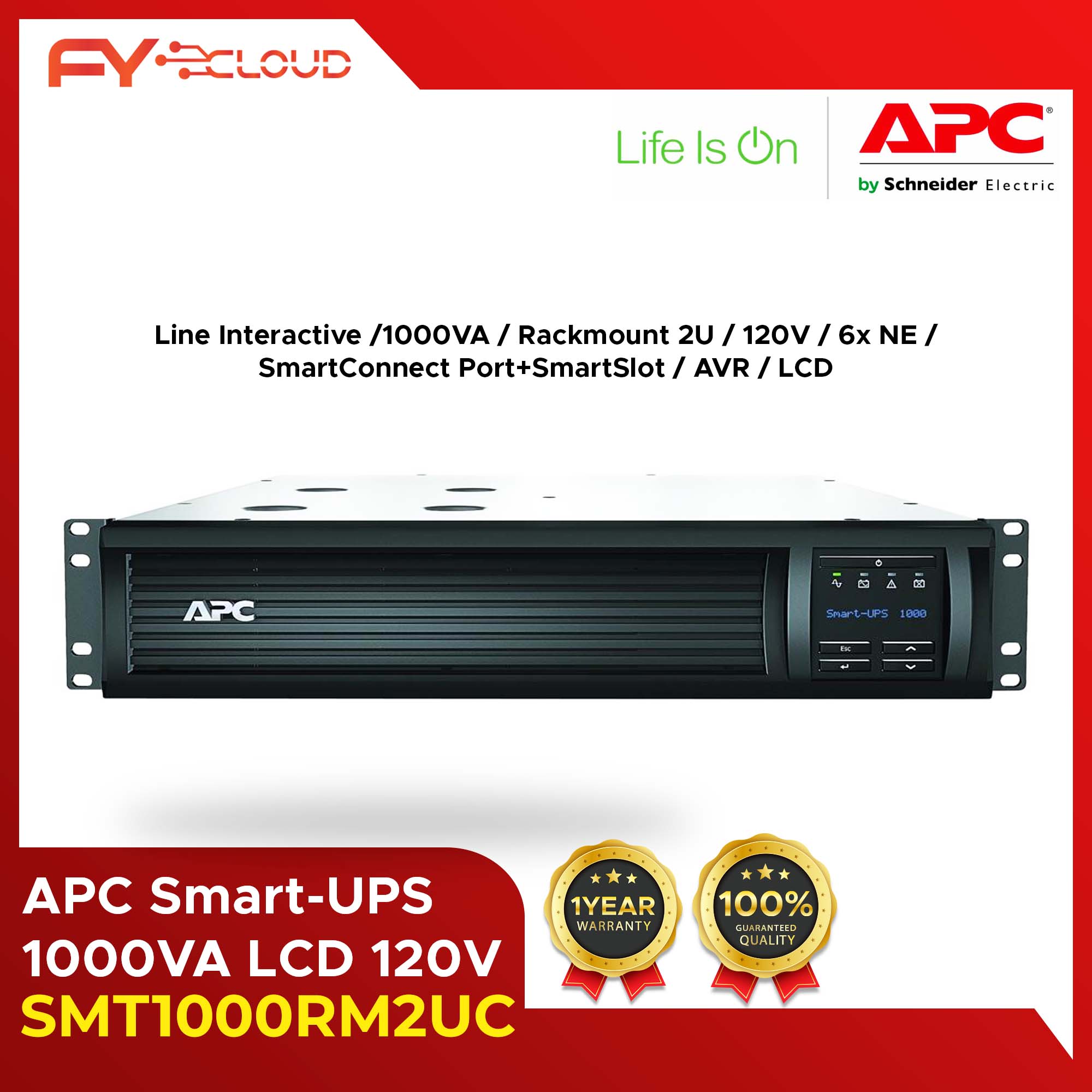 APC Smart-UPS SMT1000RM2UC /SmartConnect Port+SmartSlot/Rackmount 2U ...