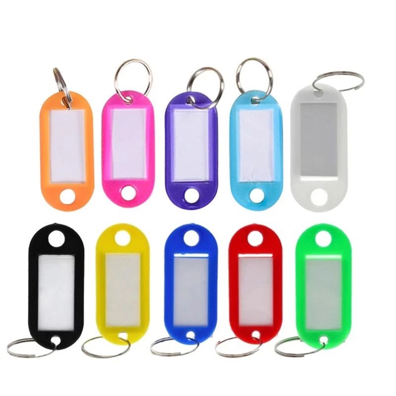 Plastic Keychain Key Fobs Luggage IdName Cards Tags with Split Ring for ...