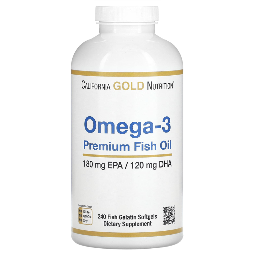 [Authentic] California Gold Nutrition, Omega-3 Premium Fish Oil, 180 mg EPA and 120 mg DHA, 240 ...