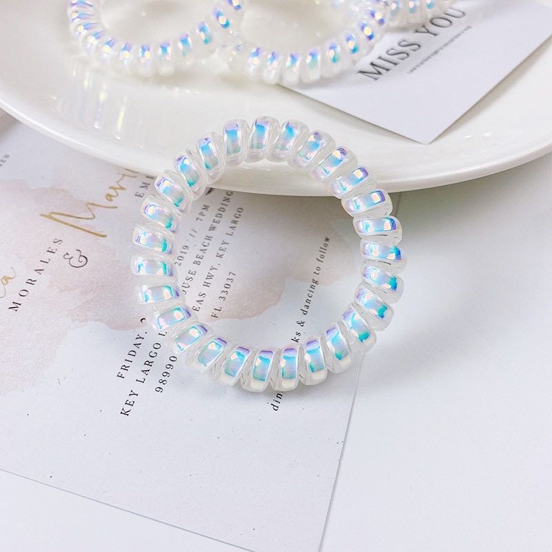 Korea Laser Mermaid Color Hair Tie Strap High Elastic Hair Strap Girl ...