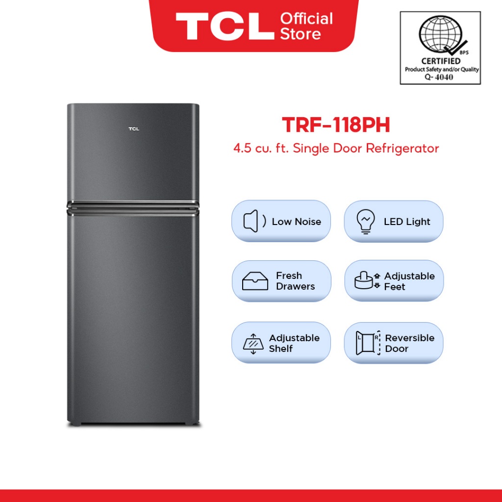 TCL 5 cu.ft. Two Door Direct Cool Refrigerator - TRF-118PH REF | Lazada PH