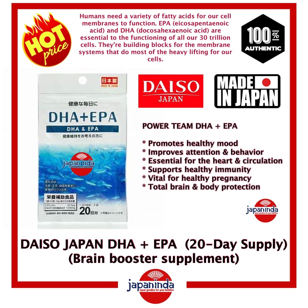 DAISO JAPAN DHA EPA (Brain Booster Supplement) 20-Day supply 100 ...