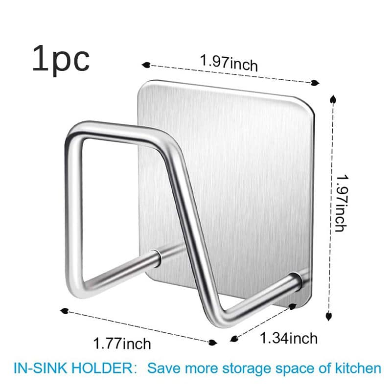1pc Kitchen Stainless Steel Sink Sponges Holder Self Adhesive Drain Drying Rack Kitchen Wall ...