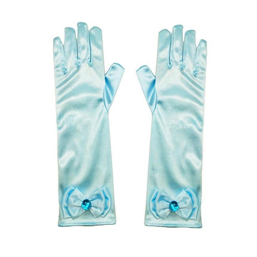FAN SI แฟชั่นเด็กโบว์ซาตินเจ้าหญิงคริสตัลเด็กถุงมือถุงมือปาร์ตี้ยาว ...
