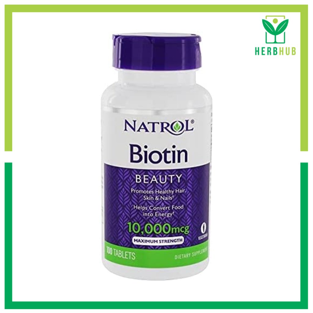 Herb Hub | Natrol, Biotin, Maximum Strength, 10,000 mcg, 100 Tablets ...