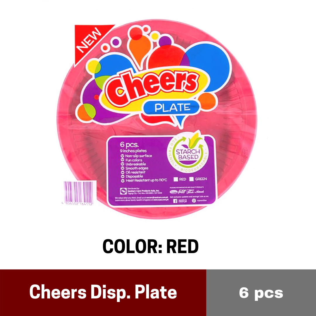 NS3410 - Cheers Disposable Plate COLOR RED 6PCS | Lazada PH