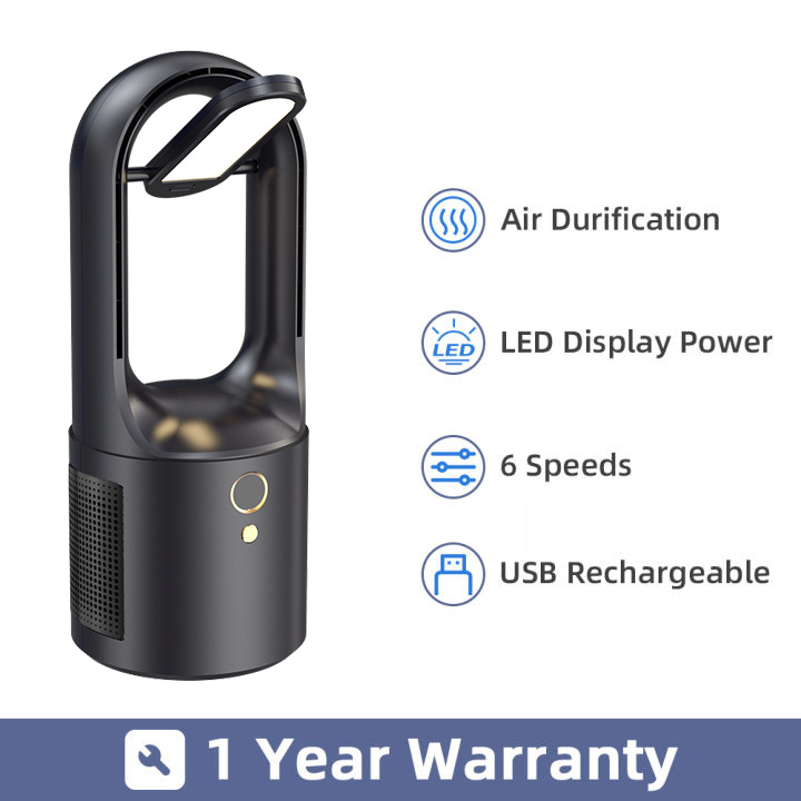 Bladeless electric fan USB rechargeable Desktop bladeless fan LED ...