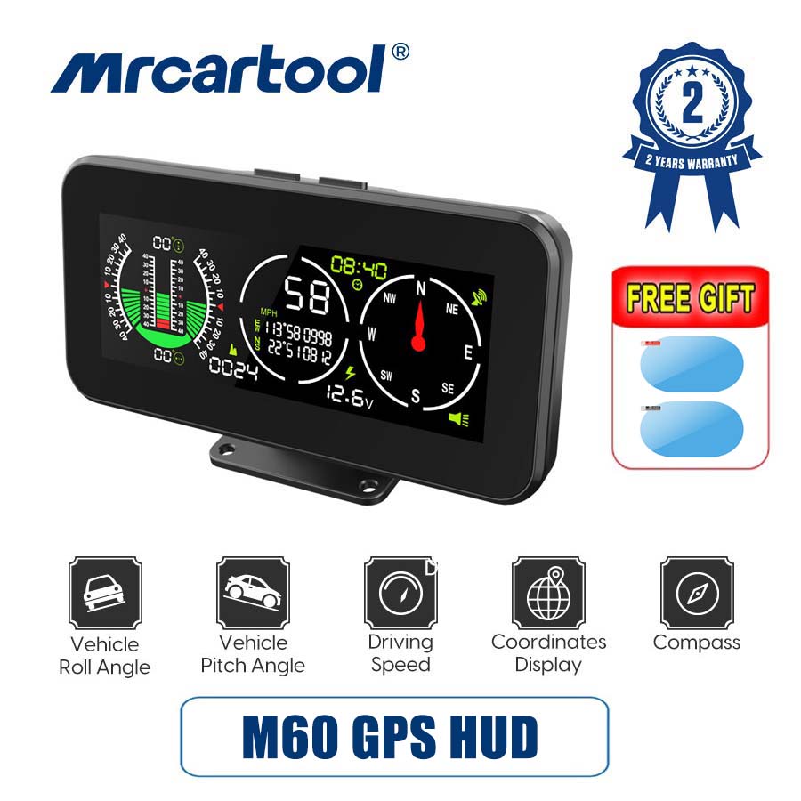 【Ready In Stock】MRCARTOOL M60 Car HUD Compass Inclinometer Speedometer ...