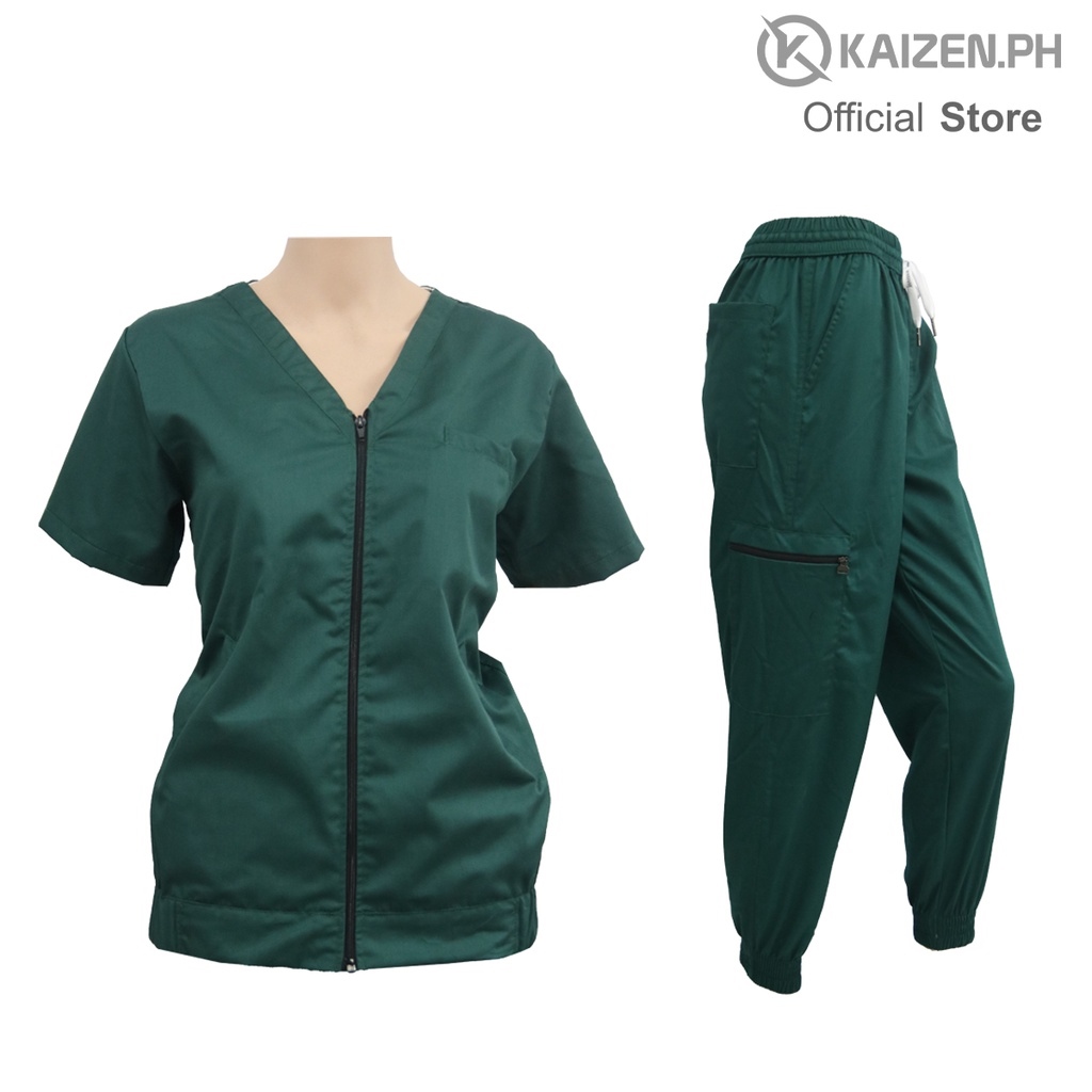 KAIZEN.PH Scrub Suit Kss-14 Plain Full Zipper Cargo Jogger Pants Series ...