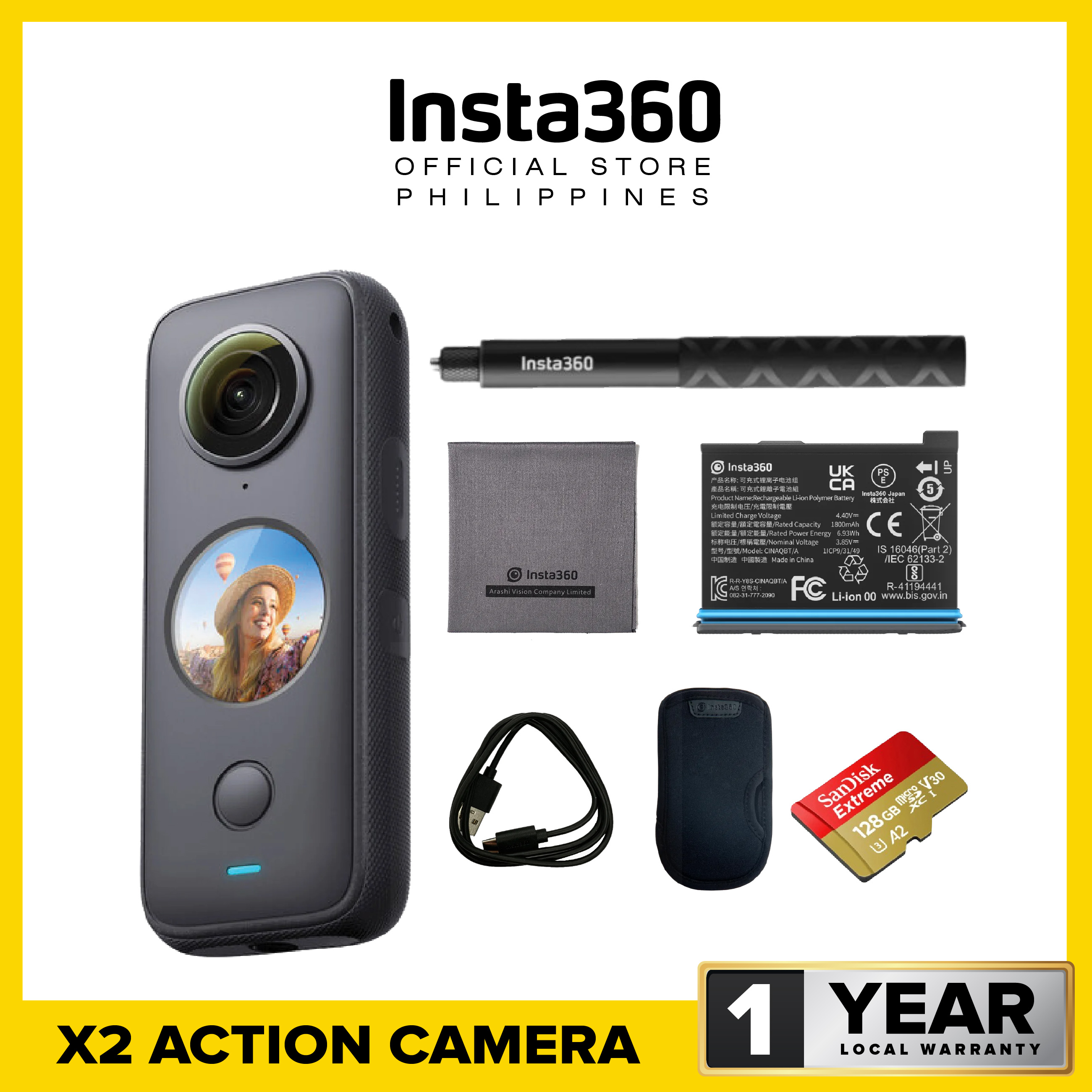Insta360 ONE X2 Waterproof Pocket 360 Action Camera with 5.7K Video, Stabilization and Deep ...