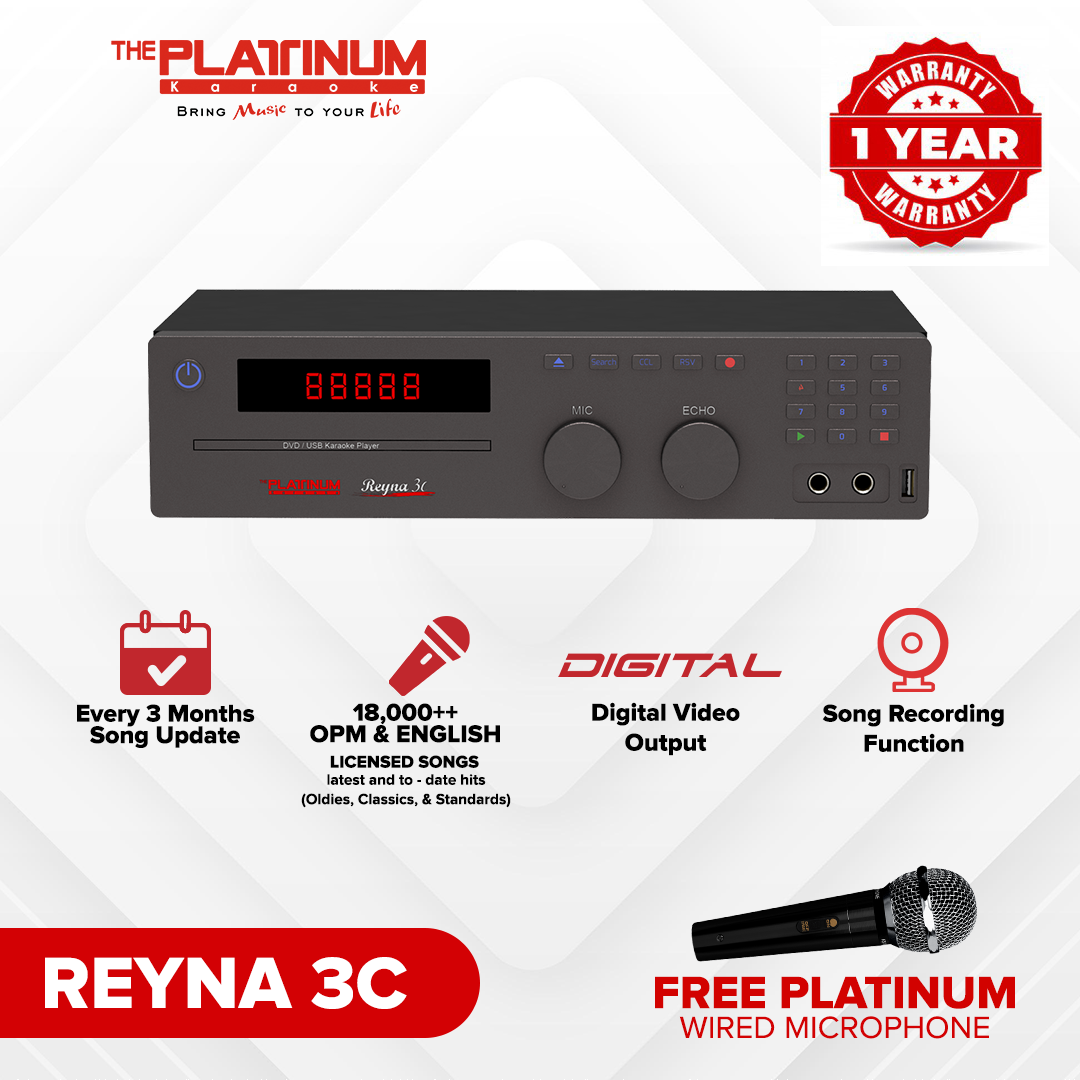 The Platinum Karaoke Reyna 3C Player with 20,000+ Songs with FREE Platinum Wired Microphone ...
