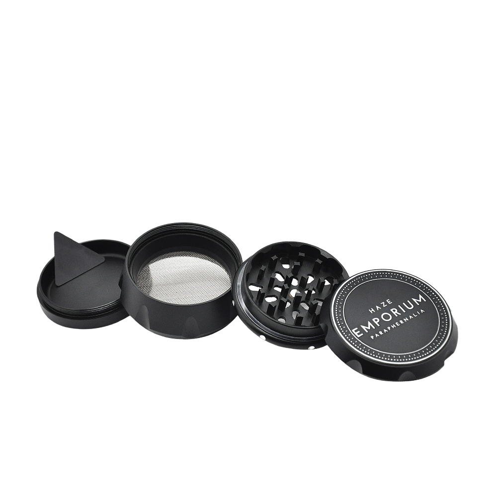 Haze Emporium Grinder V.4 Deep Black 4 Layer Metal Herb Herbal Grinder ...