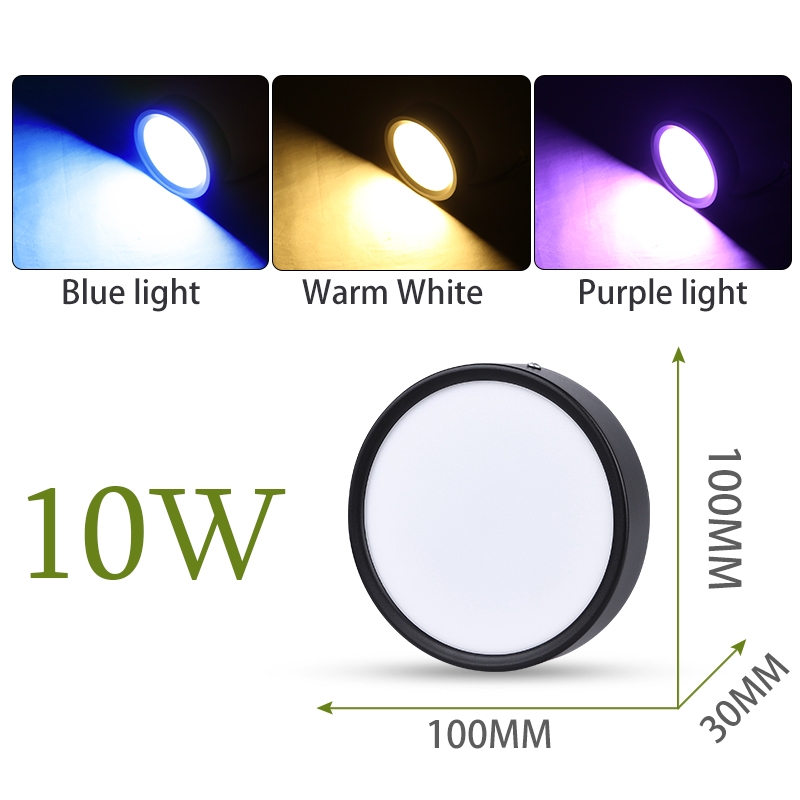 Ceiling Light 3 Colors Led Downlight Surface Round Spotlight Fixture ...