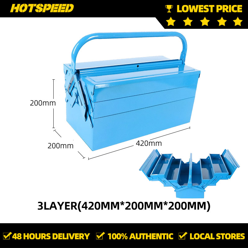 HOTSPEED Iron Tool box Multi-functional 2/3 Layrers Storage Box ...
