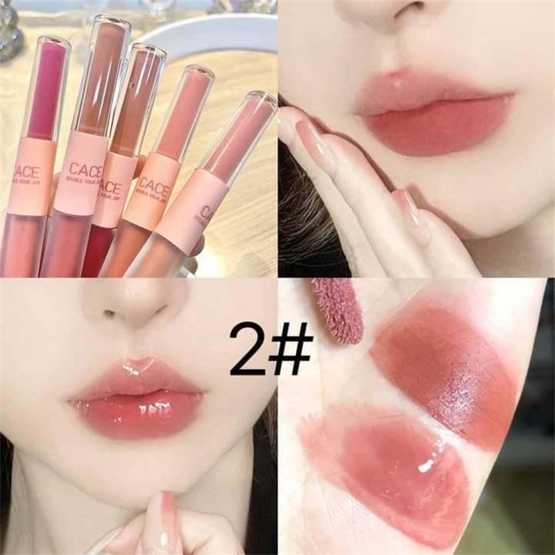 2 in 1 Double Head Matte Glossy Lipstick Liquid High Pigment Lasting ...