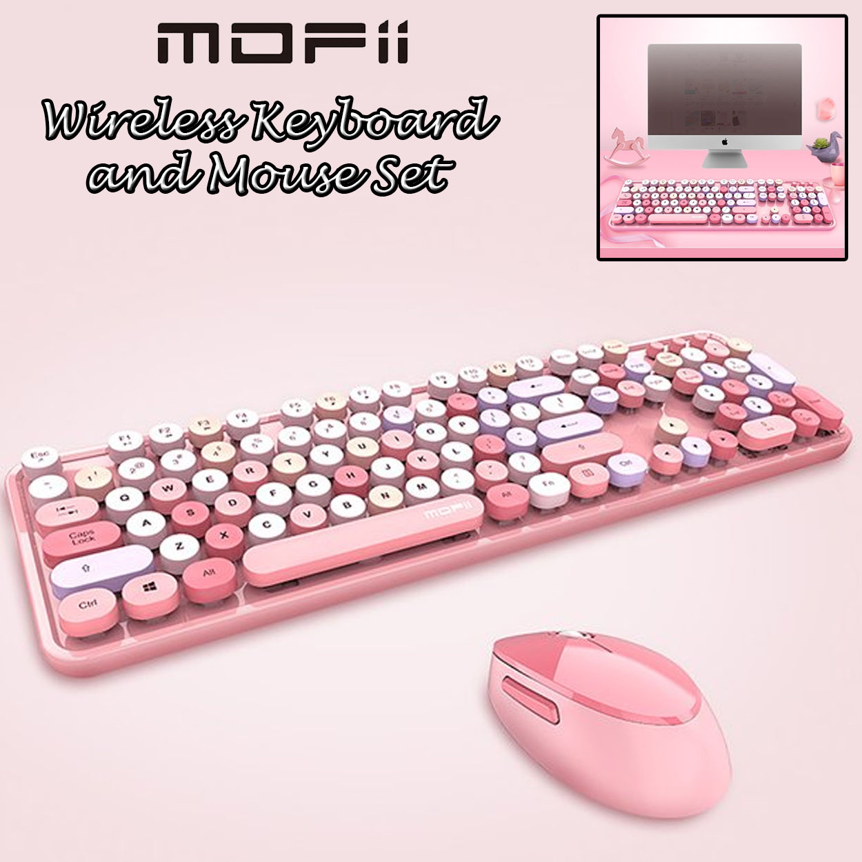 Mofii Sweet Mixed Color Wireless Keyboard and Mouse Combo Gaming ...