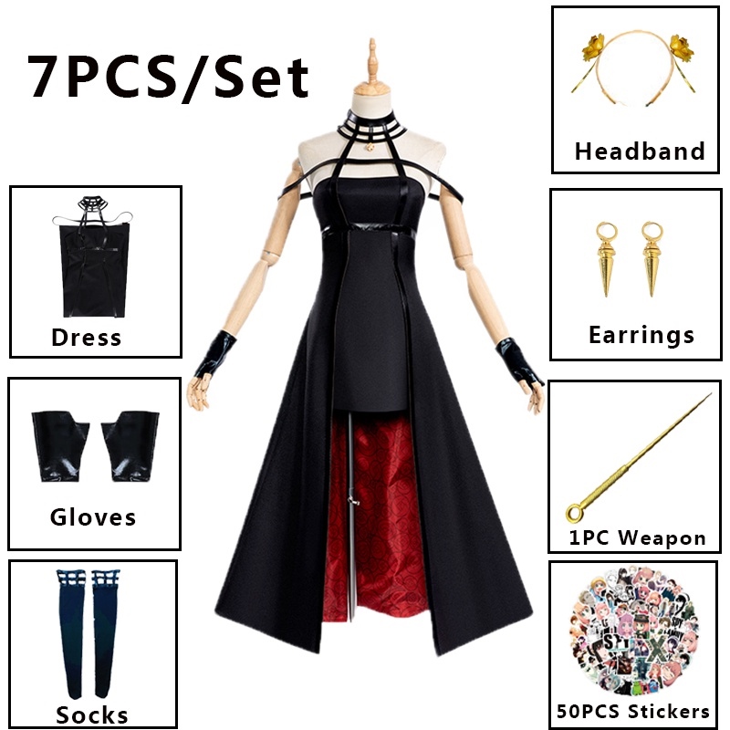 Anime Spy X Family Cosplay Costume Yor Forger Black Dress Clothes Set ...